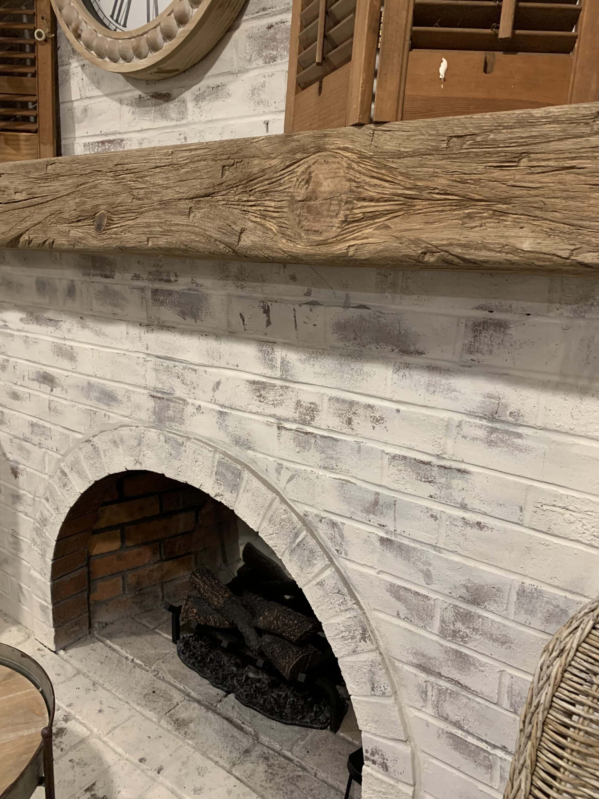 How to distress a painted brick fireplace - Our Re-purposed Home